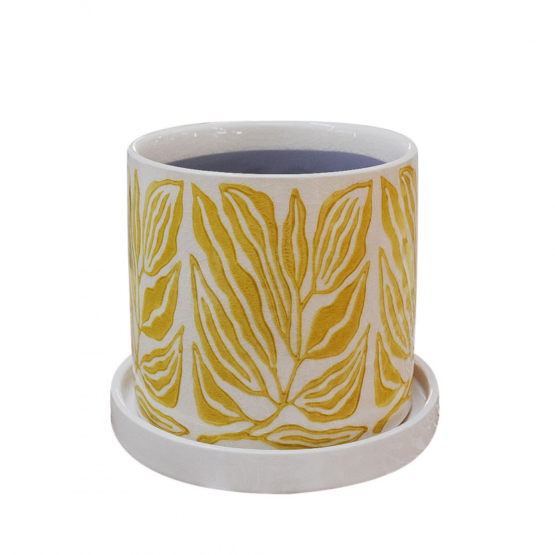 Heim Bern Yellow Plant Pot with Saucer