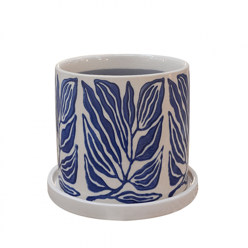Heim Bern Blue Plant Pot with Saucer