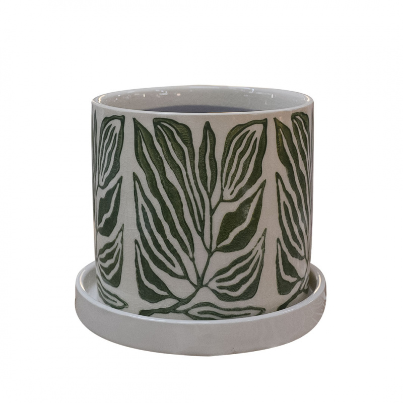 Heim Bern Green Plant Pot with Saucer