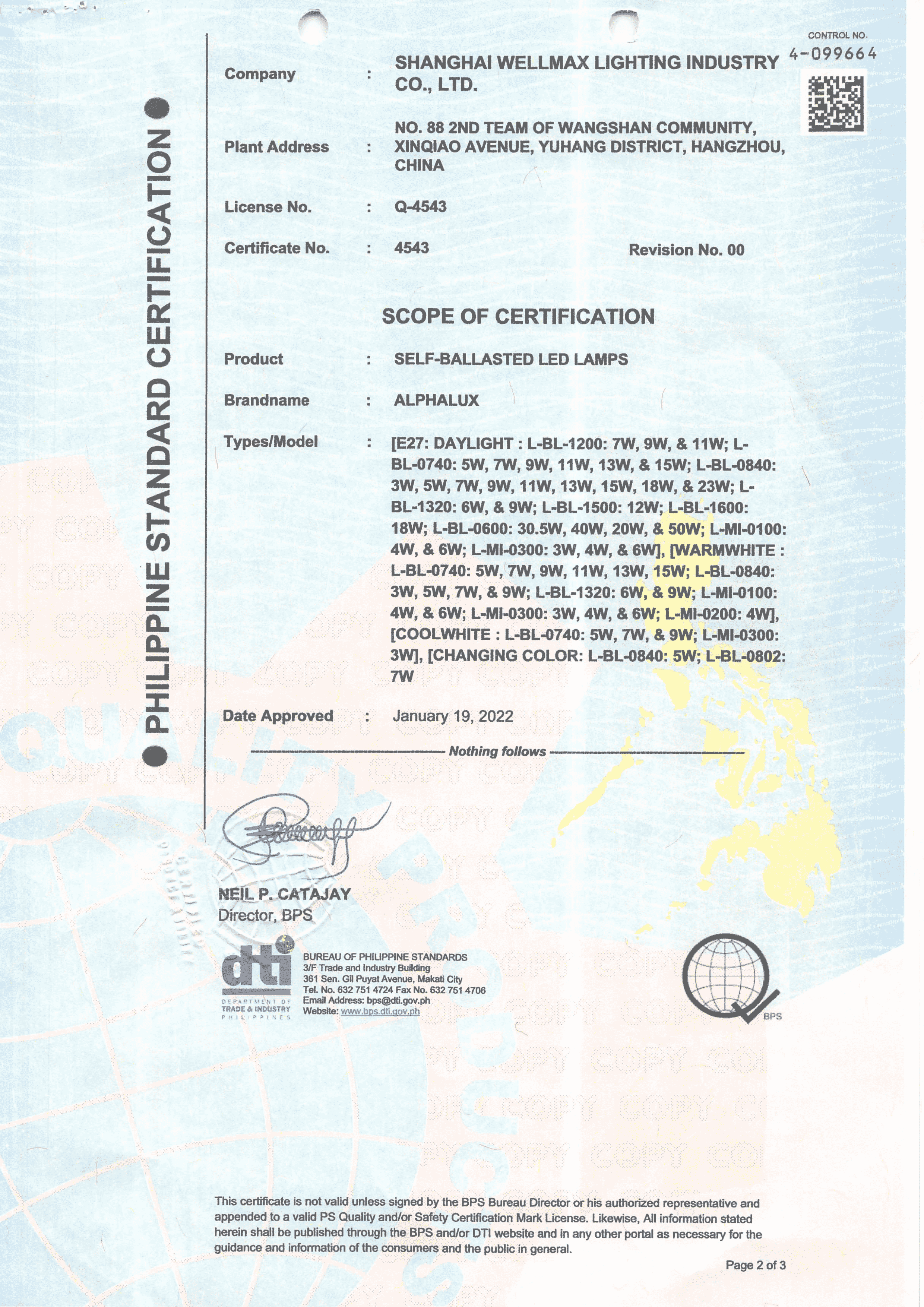 Alphalux Classic Ledbulb 3w Warm White 3000k E27